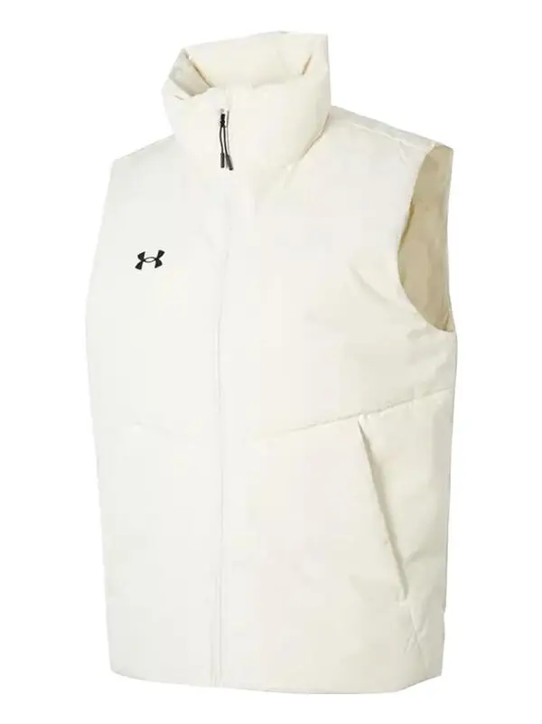 Under Armour Solid Color Stand-up Collar Down Vest - White/black