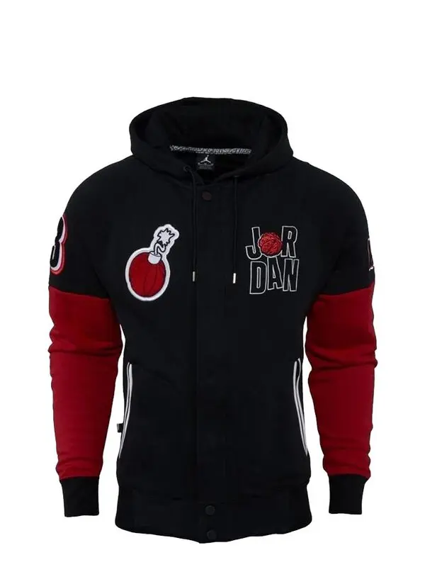 JORDAN Varsity Hooded Jacket - Black/red