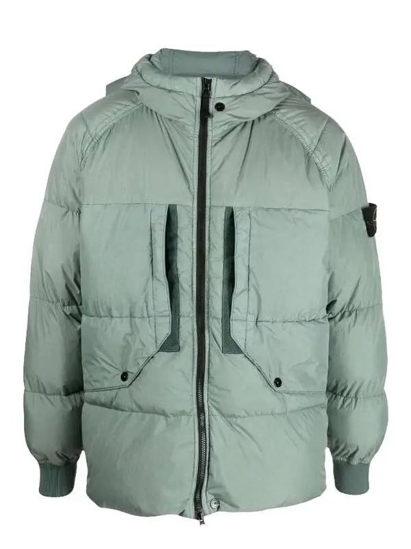 Stone Island Hooded Down Jacket - Sage