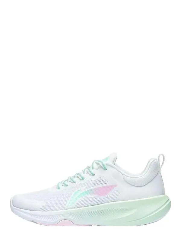 LI-NING Badminton Sport Shoes - White/green/pink