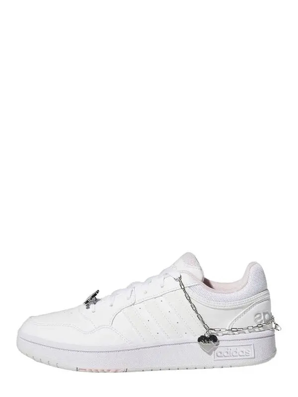 Adidas Hoops 3.0 Low Top Sneakers With Chain Detail - Cloud White/pink