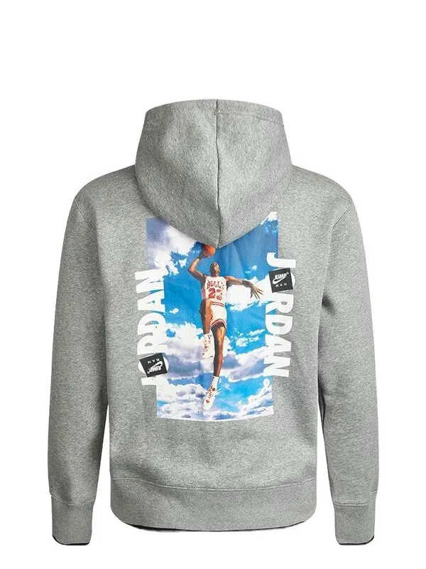 JORDAN Logo Print Hooded Jacket - Gray