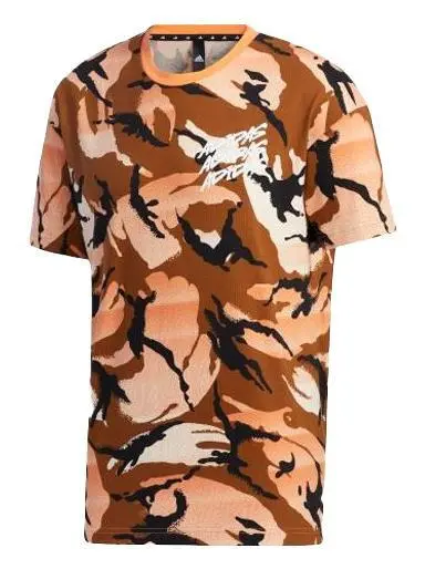 Adidas Ub Gfx T Aop Sports Camouflage Printing Short Sleeve - Orange