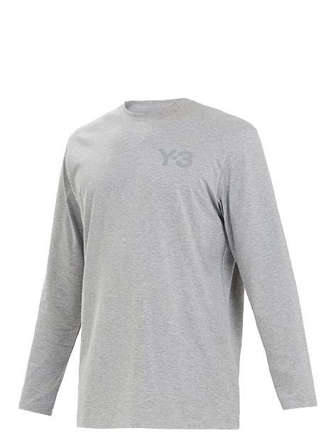 Adidas Y-3 Logo Pattern Micro Mark Casual Long Sleeve Crewneck T-shirt - Gray