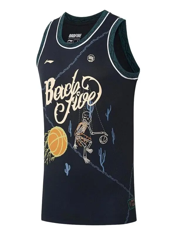 LI-NING Badfive Graphic Basketball Jersey - Black/multi-color