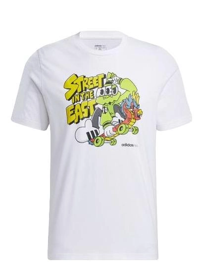 Adidas Neo M Freye Tee 1 Cartoon Printing Pattern Sports Short Sleeve - White