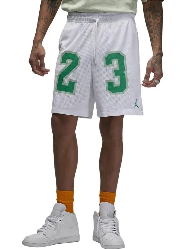 JORDAN Air Essentials Graphic Mesh Shorts - White/green