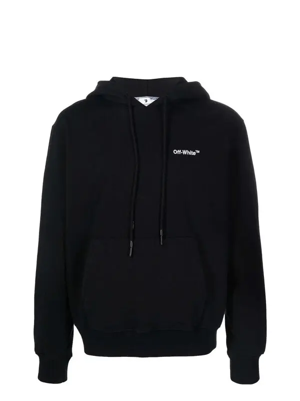 Off-White Cotton Hoodie - Black