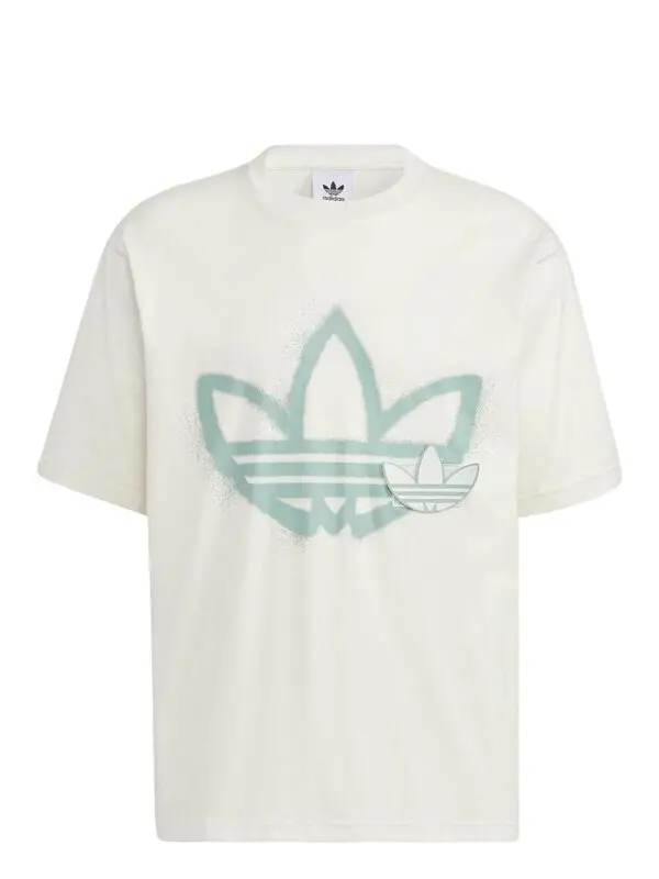 Adidas Originals Round Neck Dropped Shoulder Sleeves Large Logo Printing Short Sleeve White T-shirt - Default Color