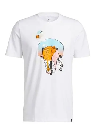 Adidas Cartoon Printing Basketball Sports Short Sleeve White T-shirt - Multi-color