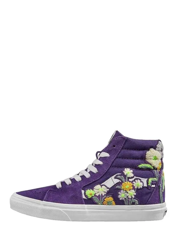 VANS Sk8-hi Floral Embroidered High Top Sneakers - Purple/white