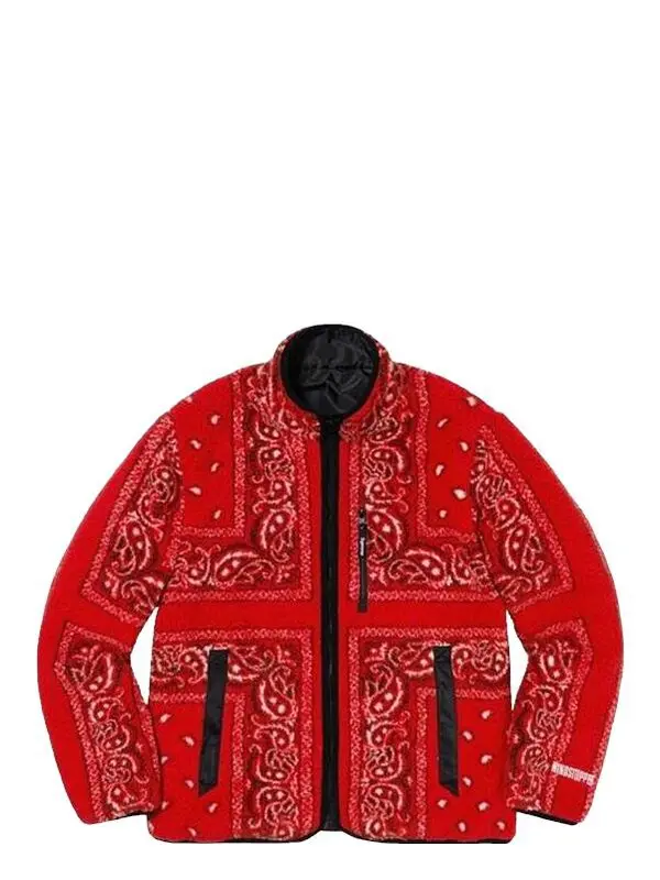 Supreme Reversible Bandana Fleece Jacket - Red