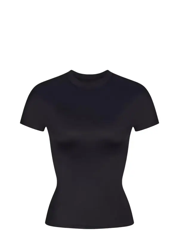 Nike X Skims Shine Mock-neck Short-sleeve Top - Obsidian