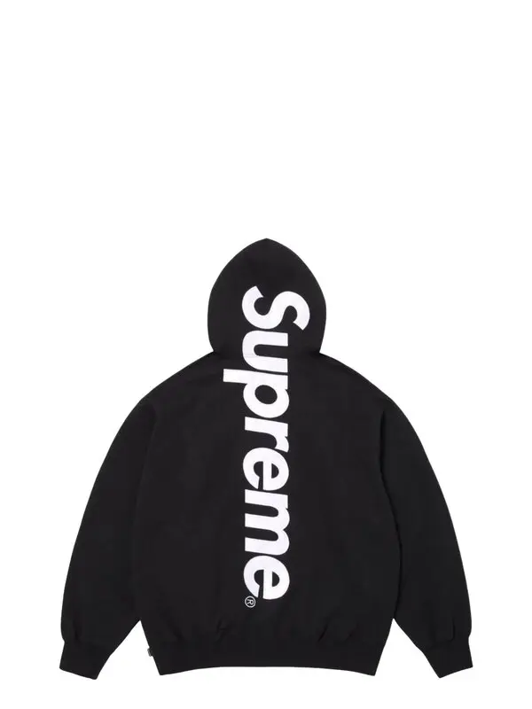 Supreme Ss26 Satin Appliqué Hooded Sweatshirt - Black