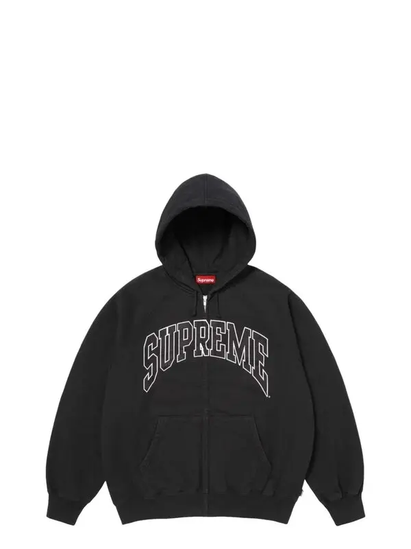 Supreme Ss26 Cracked Raglan Zip Up Hooded Sweatshirt - Black