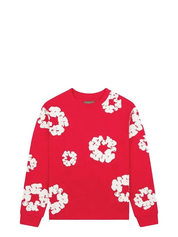 DENIM TEARS Cotton Wreath Long Sleeve T-shirt - Red
