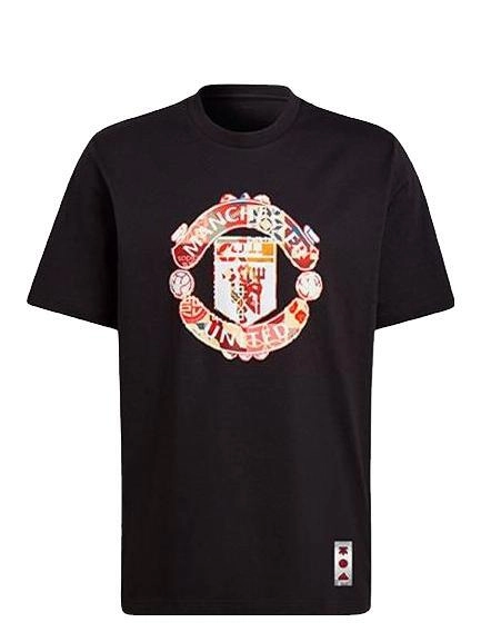 Adidas Mufc Cny Tee Limited Logo Printing Manchester United Soccer/football Round Neck Short Sleeve - Black