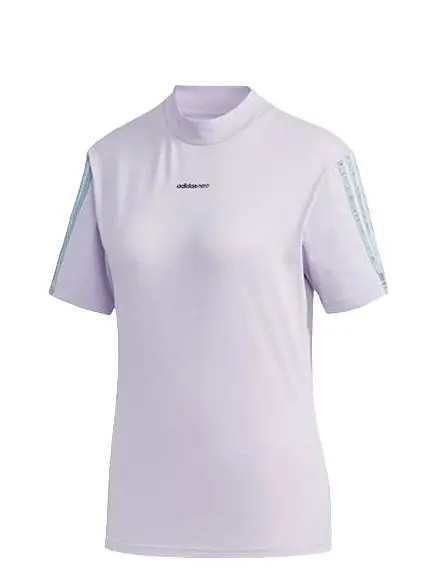 Adidas Neo Athleisure Stand Collar Short Sleeve Top - Purple