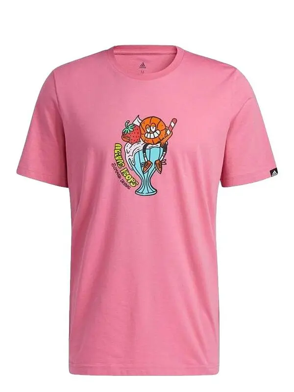 Adidas Cartoon Basketball Printing Sports Short Sleeve Pink T-shirt - Default Color
