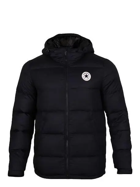 CONVERSE Short Hooded Down Jacket - Black