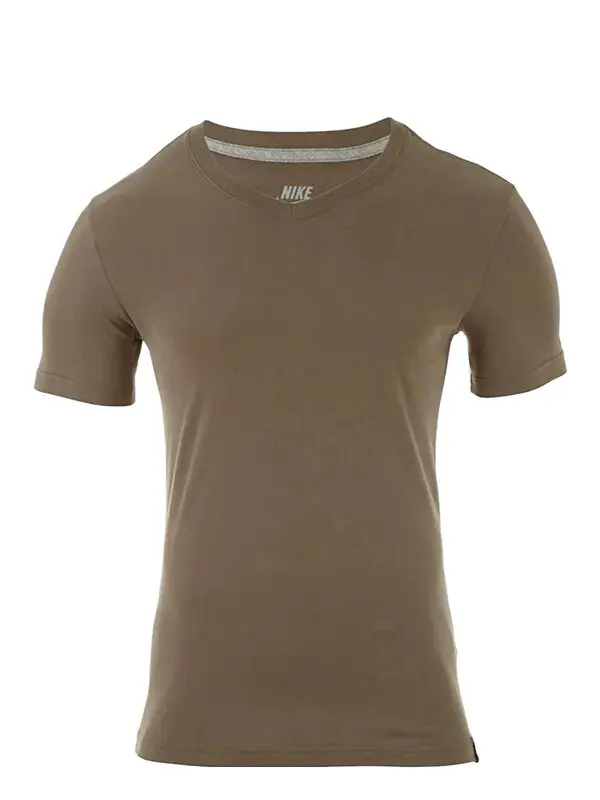 Nike V-neck Short Sleeve T-shirt - Brown