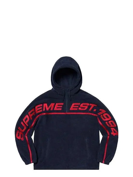 Supreme Polartec Half Zip Hooded Sweatshirt - Blue