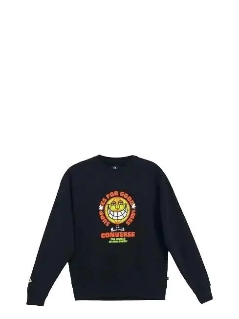 CONVERSE Graphic Pullover Crew Sweatshirt - Black