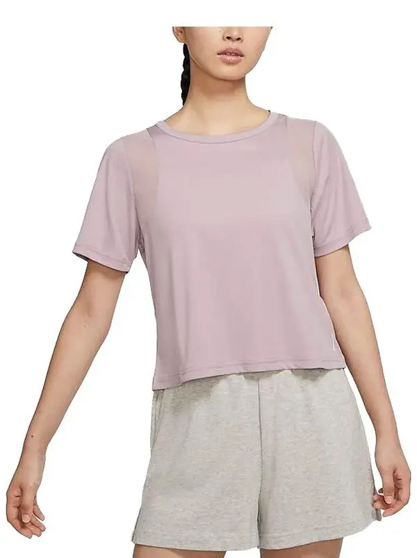 Nike Yoga Dri-fit Mesh Quick Dry Round-neck T-shirt - Pink