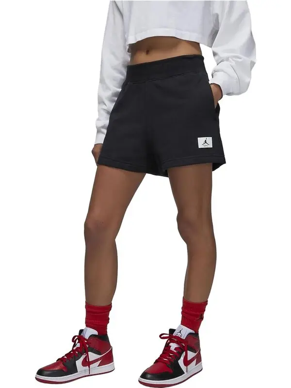 JORDAN Air Flight Fleece Colour-block Shorts - Black/black