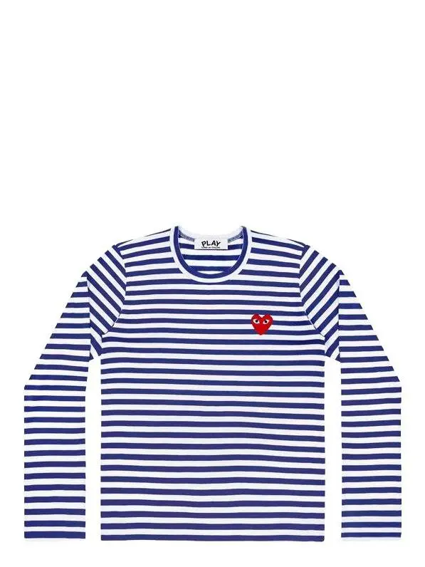 Play Comme Des Garcon Striped Long Sleeve T-shirt - Blue/white
