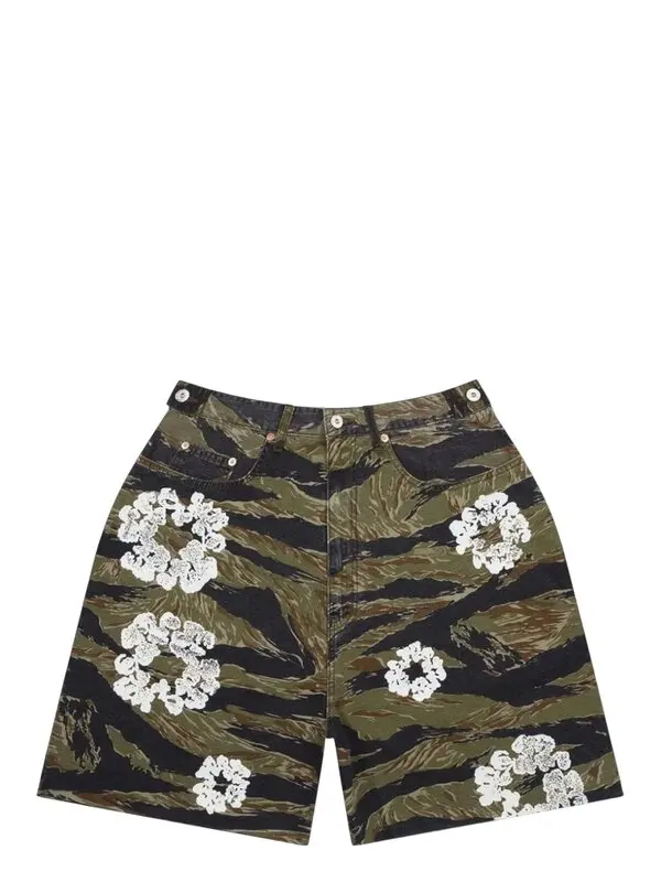 DENIM TEARS Tiger Camouflage Embroidered Shorts - Camo