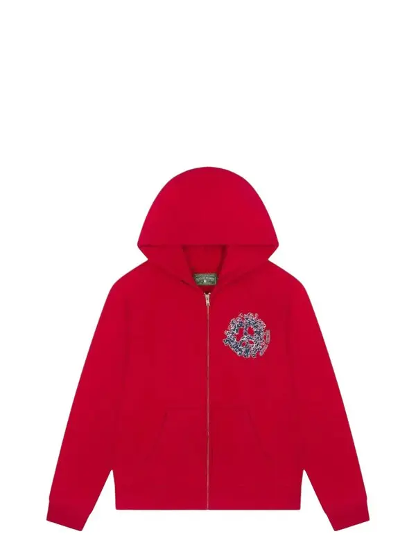 DENIM TEARS Embroidered Zip Hoodie - Red