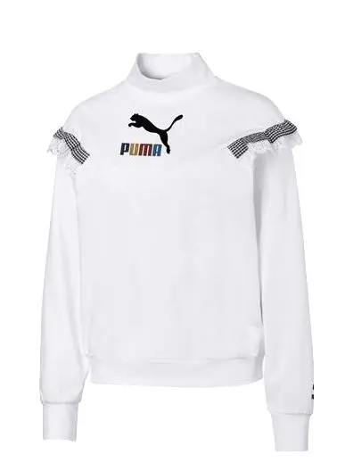 PUMA X Tyakasha Turtleneck Sweater With Lace Trim - White