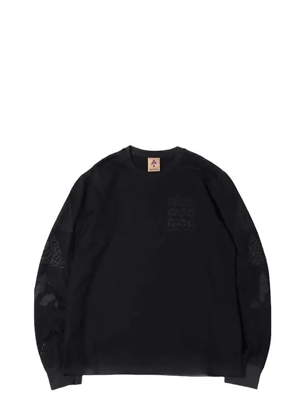 Nike Logo Printing Sports Pullover Round Neck Long Sleeves T-shirt - Black