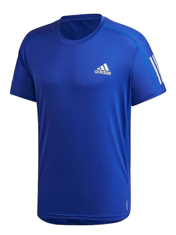 Adidas Own The Run Tee Training Sports Reflective Stripe Short Sleeve Blue - Royal Blue