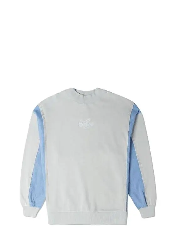 CONVERSE Denim Patchwork Crew Sweatshirt - Blue