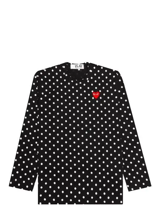 Play Comme Des Garcon Polka Dot Long Sleeves Tee White - Black