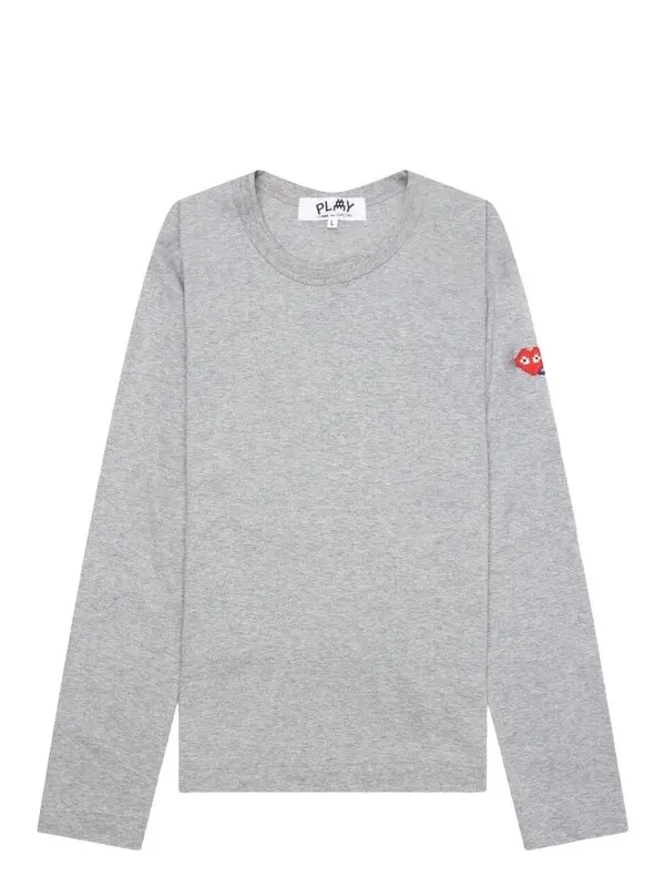 Play Comme Des Garcon X Invader Long Sleeve T-shirt - Grey