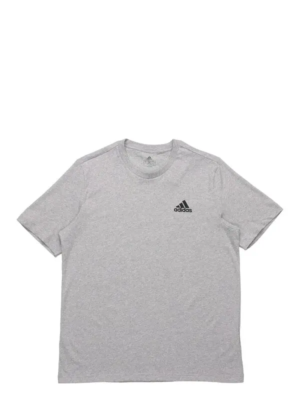 Adidas Essentials Embroidered Logo Sports Round Neck Short Sleeve Gray - Grey