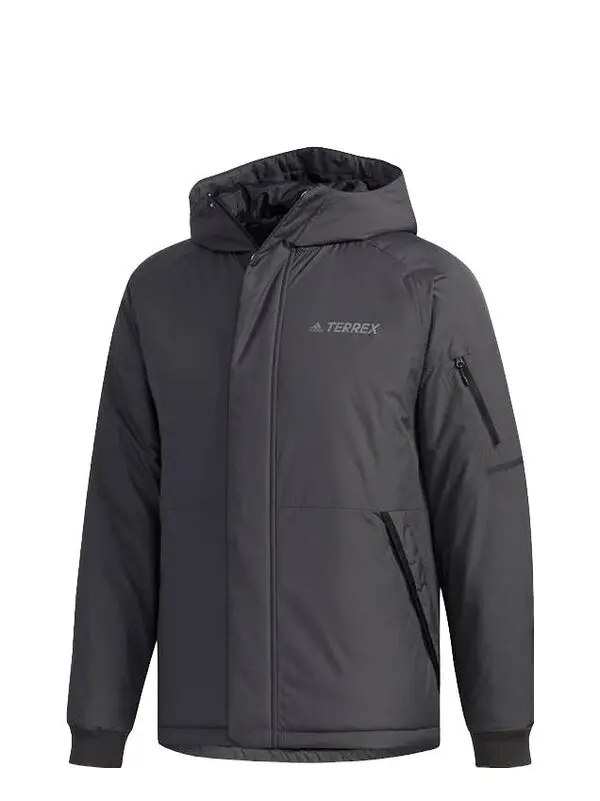 Adidas Xplr Insulated Hooded Jacket With Logo Detail - Black