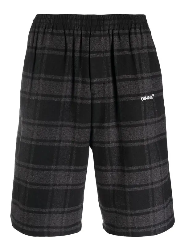 Off-White Checkered Loose Fit Shorts - Black/grey