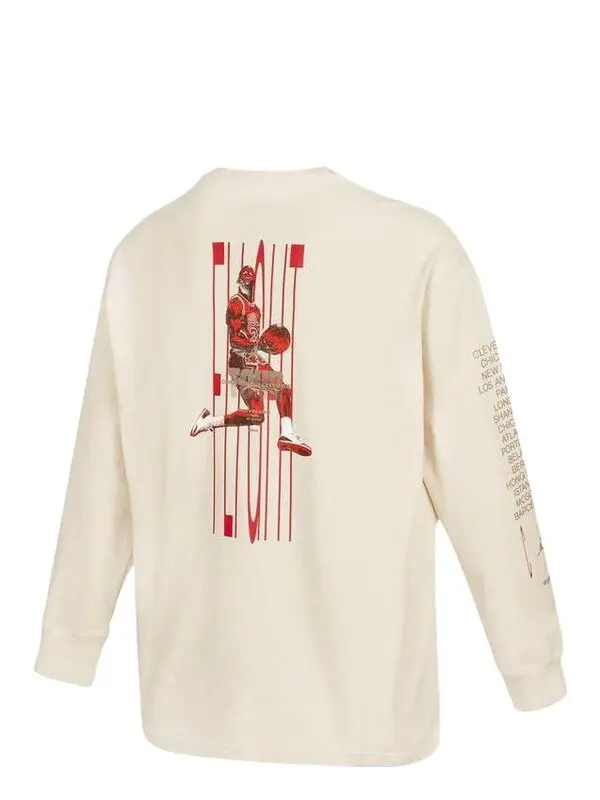 JORDAN Ss22 Logo Printing Round Neck Long Sleeves Autumn Creamy White T-shirt - Default Color