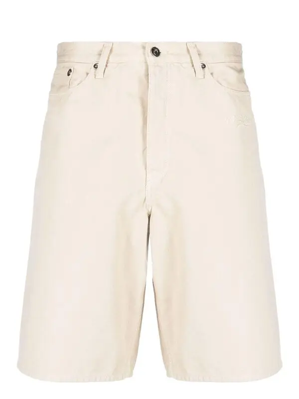 Off-White Wave Off Canvas Utility Shorts - Beige