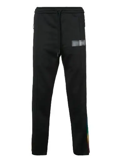 Off-White Drawstring Waist Side Stripe Drawstring Casual Pants/trousers Loose Fit - Black