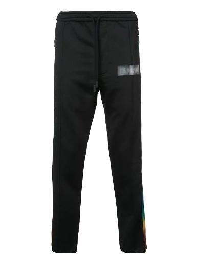 Off-White Drawstring Waist Side Stripe Drawstring Casual Pants/trousers Loose Fit - Black