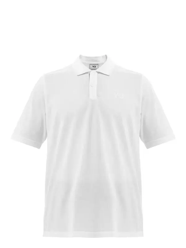 Adidas Y-3 Solid Color Logo Polo Shirt - White