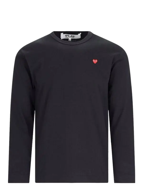 Play Comme Des Garcon Ss25 Mini Heart Long Sleeve T-shirt - Black