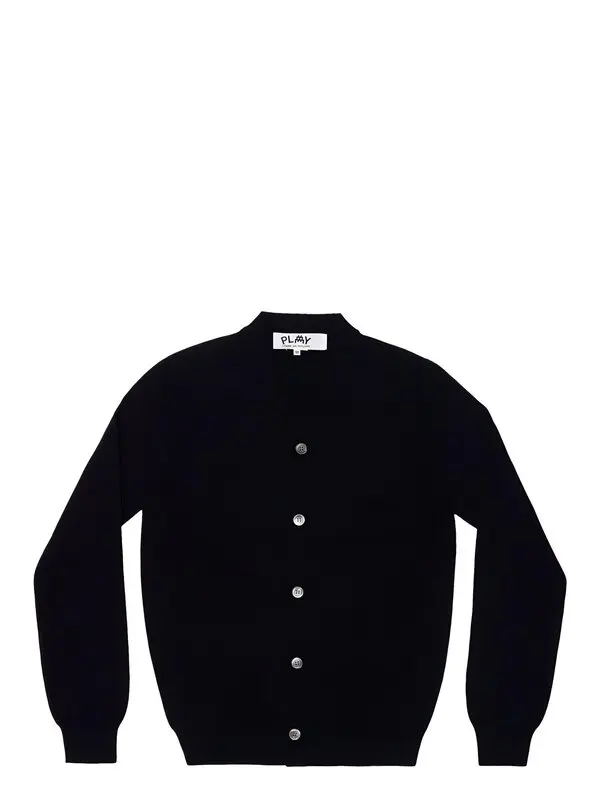 Play Comme Des Garcon Fw25 X Invader Double Pixel Heart Cardigan - Navy