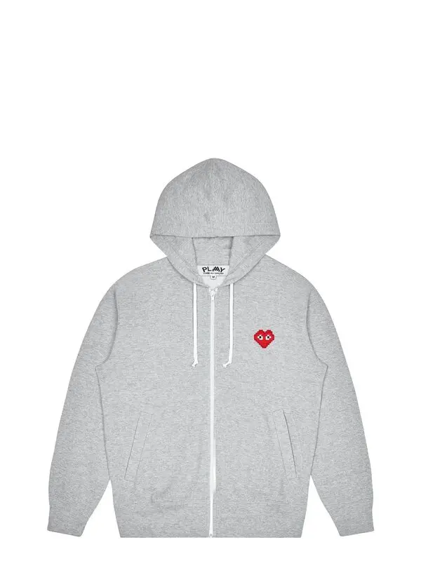 Play Comme Des Garcon Invaders Zip Hooded Sweatshirt - Grey