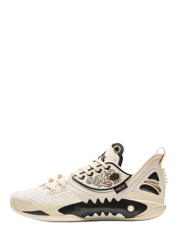 ANTA Shock Wave 5 Pro 'fossil' High-top Athletic Sneakers - Beige/black